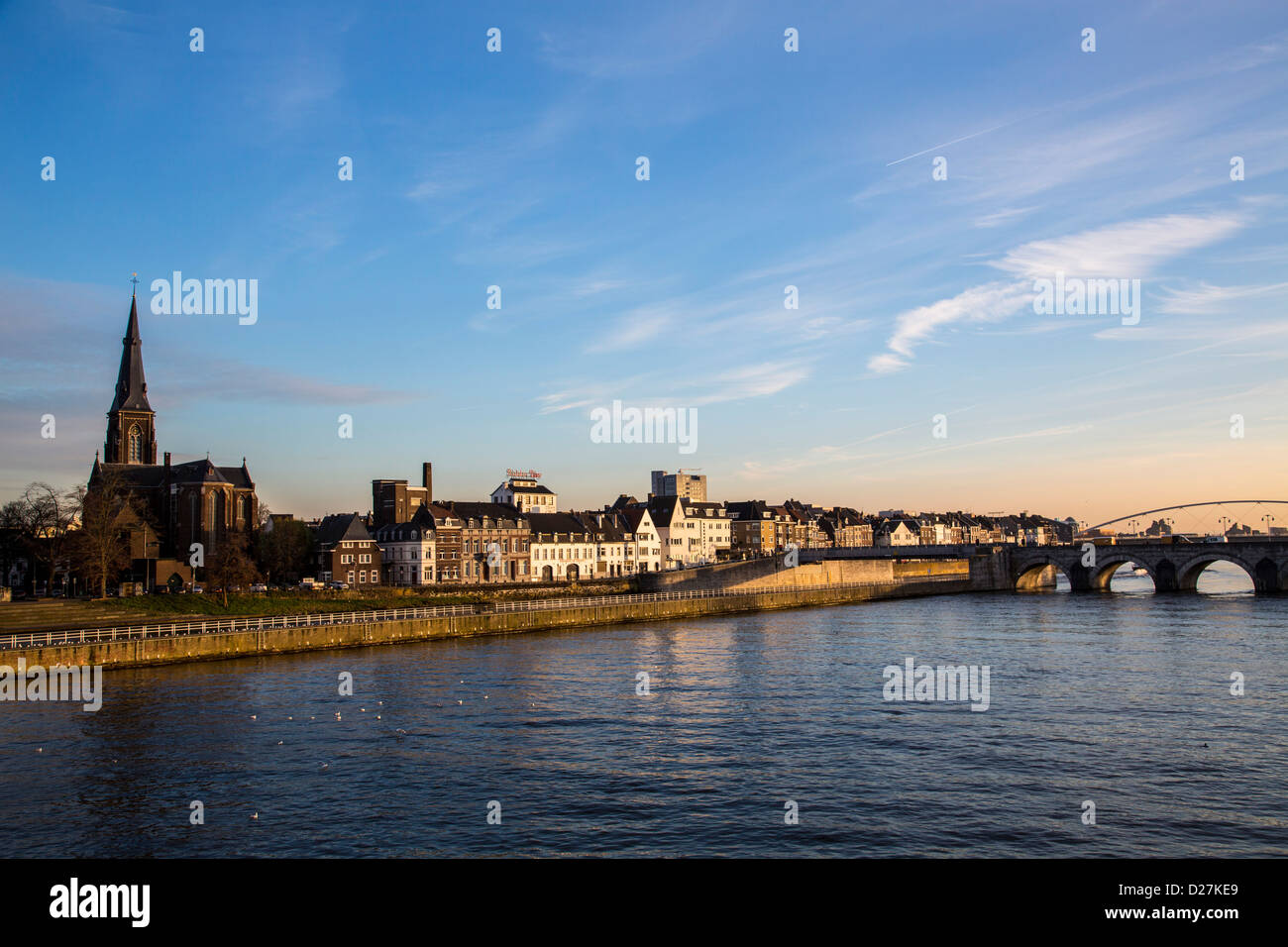 Skyline, eastern parts of the city on the river Maas, center, Cargo ...