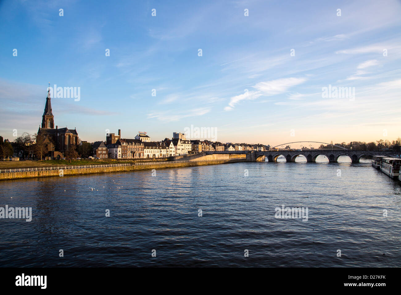 Skyline, eastern parts of the city on the river Maas, center, Cargo ...