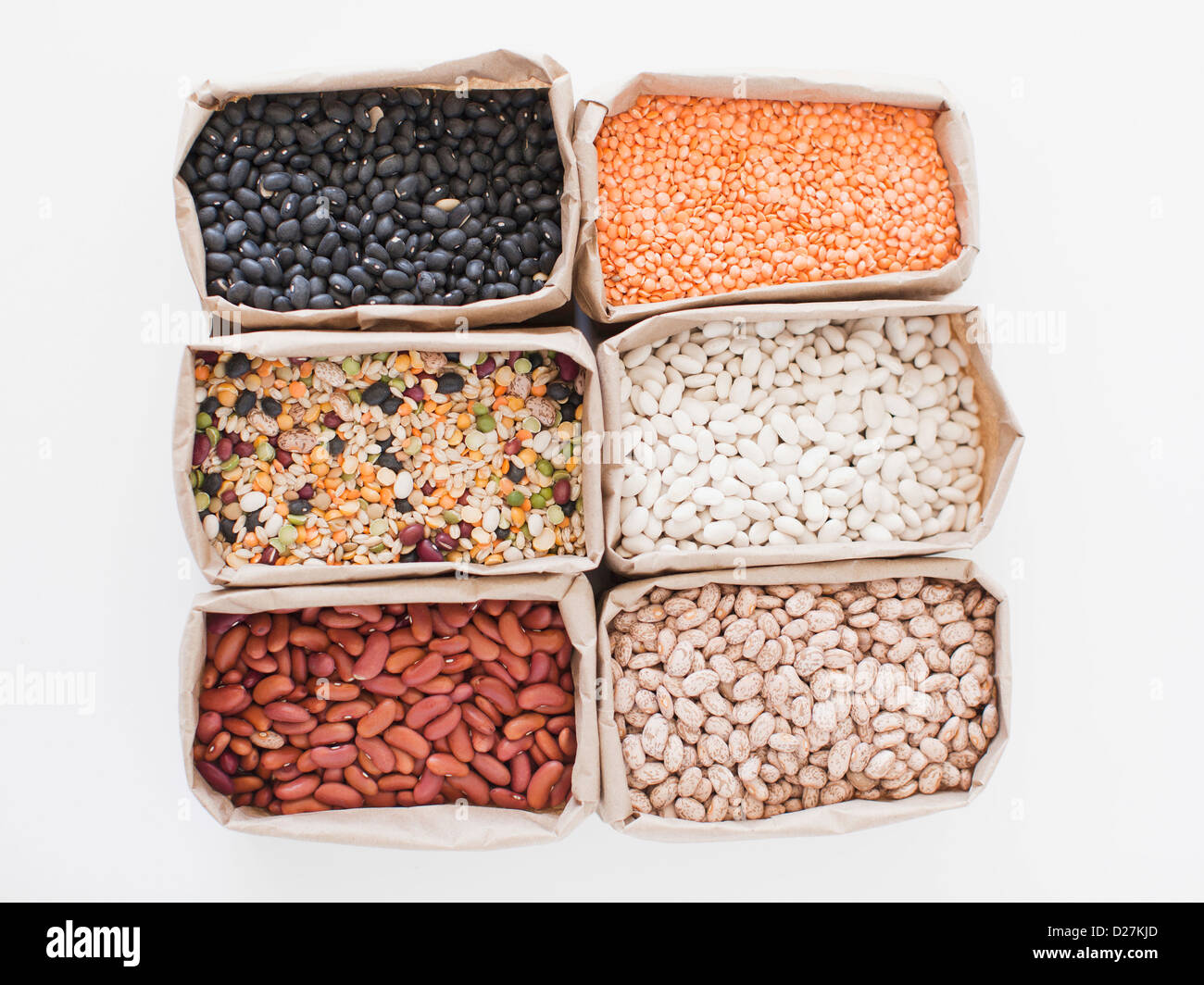 Assorted beans on white background Stock Photo - Alamy