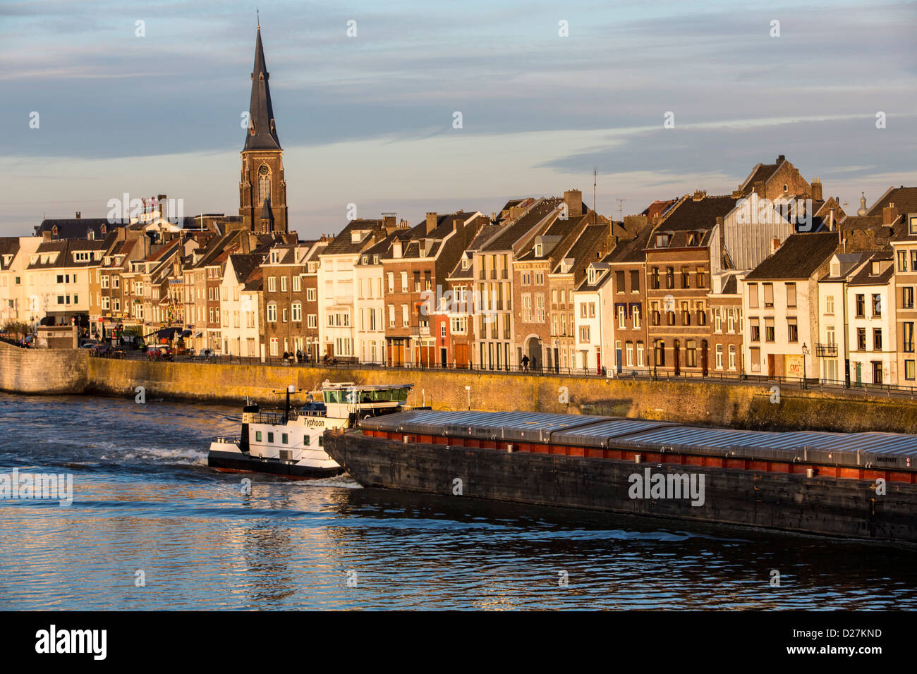 Skyline, eastern parts of the city on the river Maas, center, Cargo ...