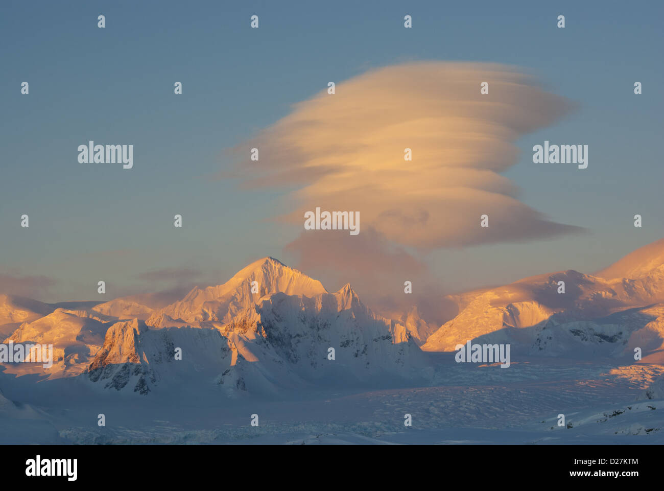 Lenticular clouds over the mountains of Antarctica Stock Photo - Alamy