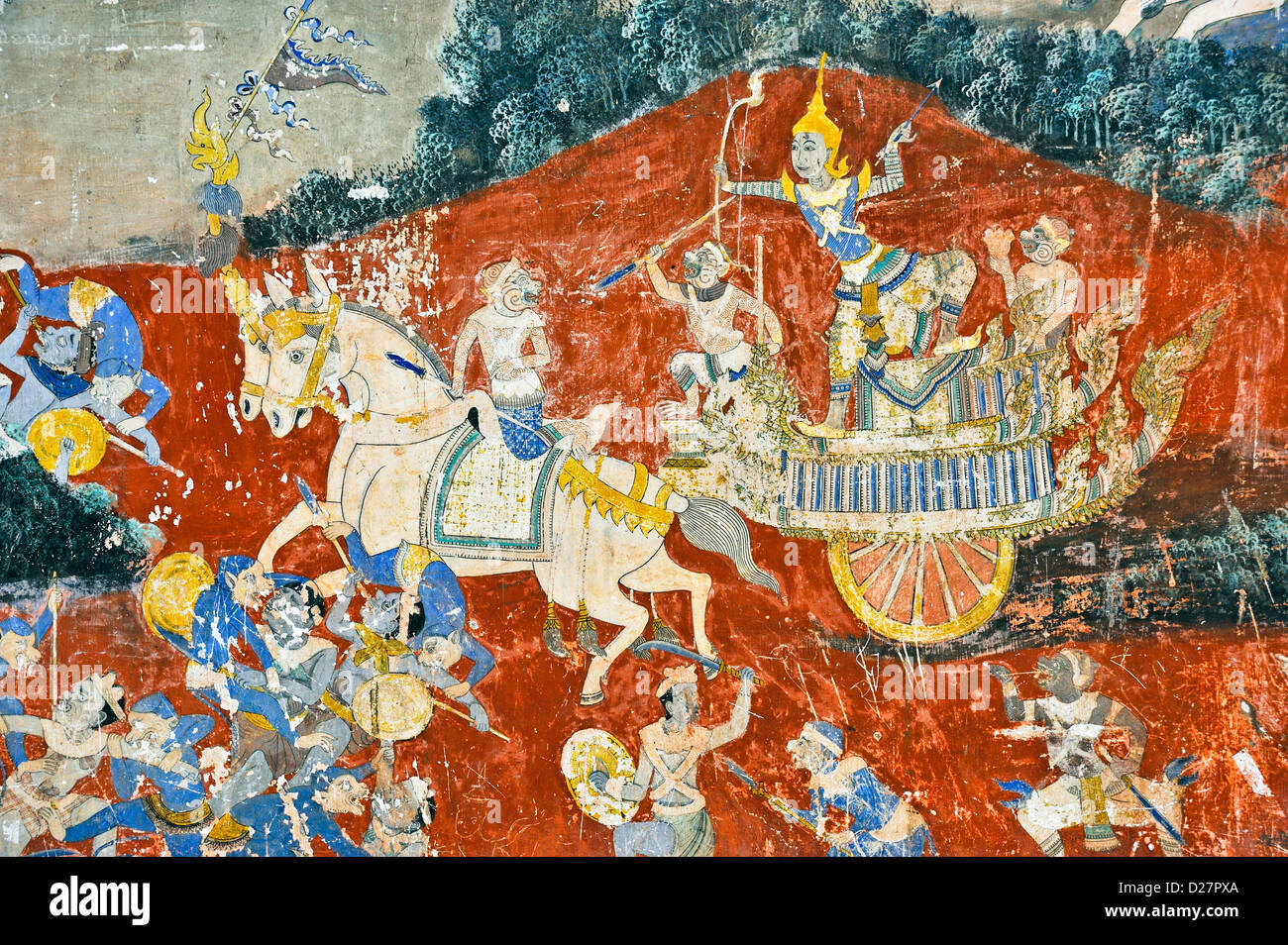 Fresco wall painting inside the Royal Palace, Phnom Penh, Cambodia ...