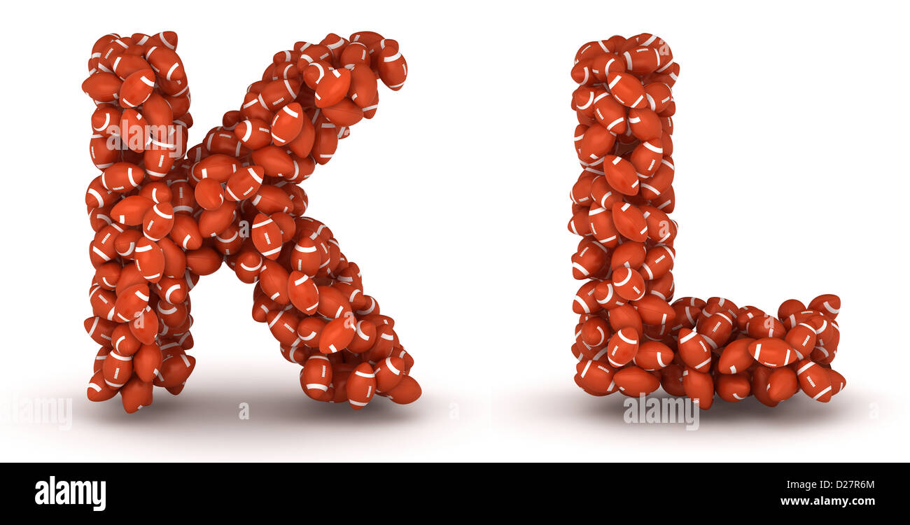 Letter K, L making from american football balls Stock Photo - Alamy