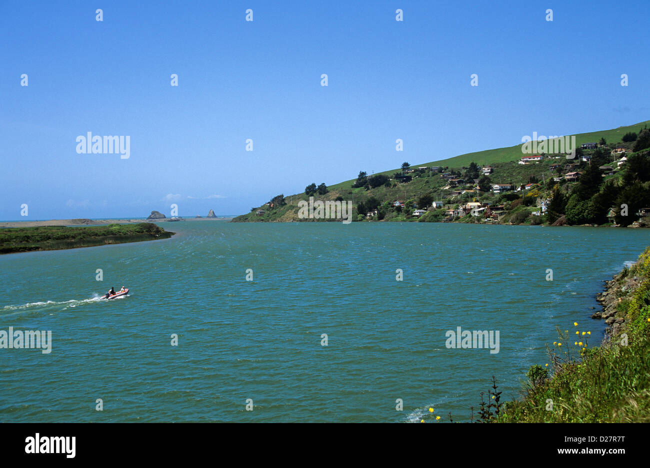 The mouth of the Russian River, near Jenner, California, USA Stock ...
