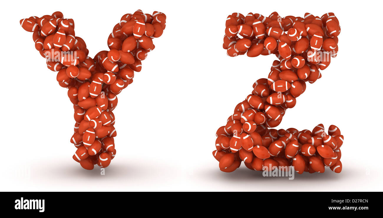 Letter Y, making from american football balls Stock Photo - Alamy