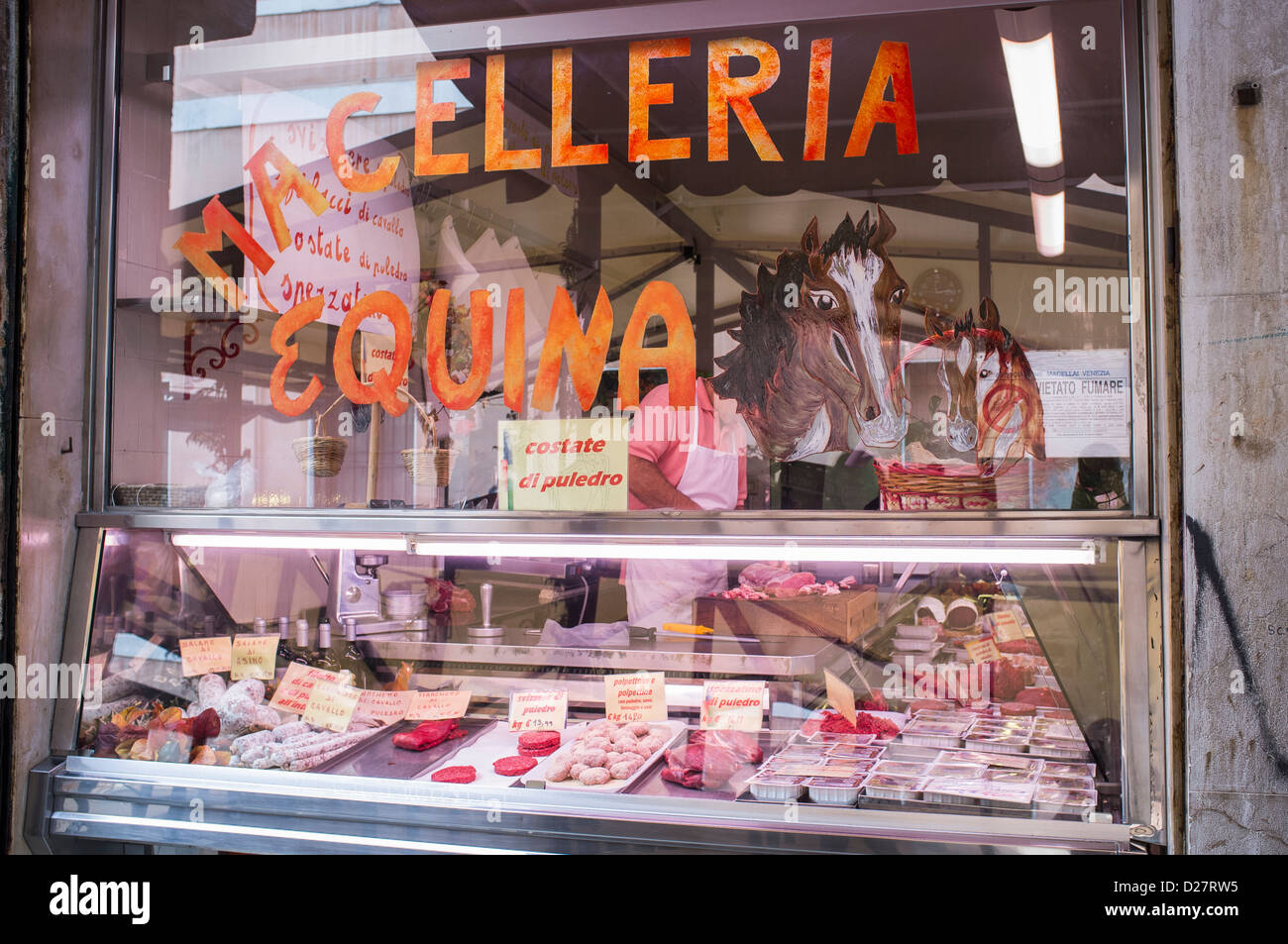 Horsemeat Butcher Shop in Venice Italy Stock Photo - Alamy