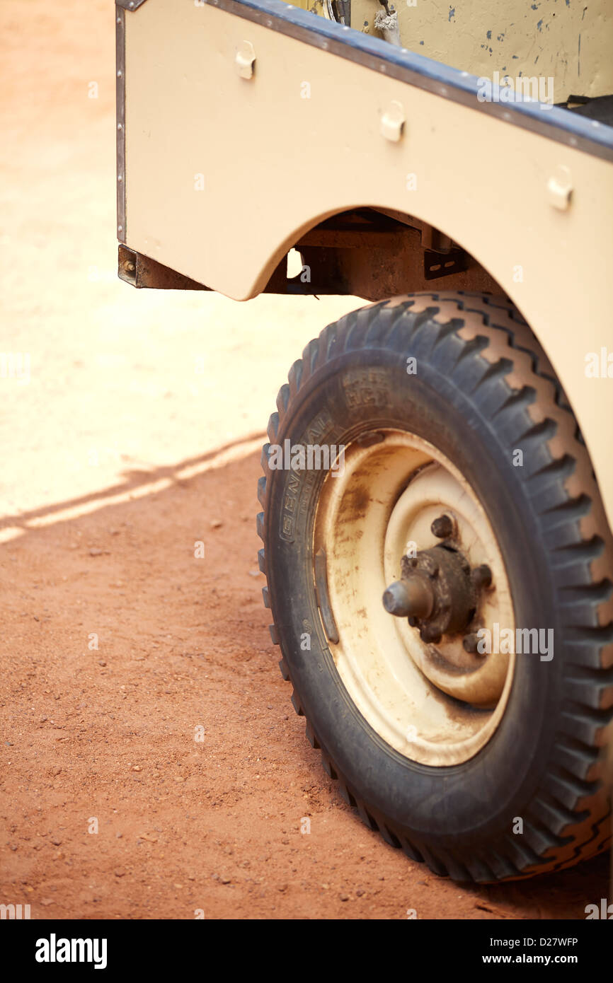 Close up detail of vintage Land Rover Jeep tyre Stock Photo - Alamy