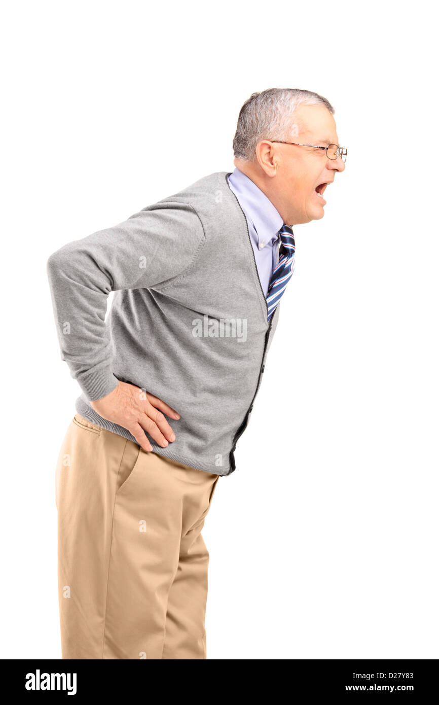 An angry senior gentleman shouting isolated on white background Stock ...