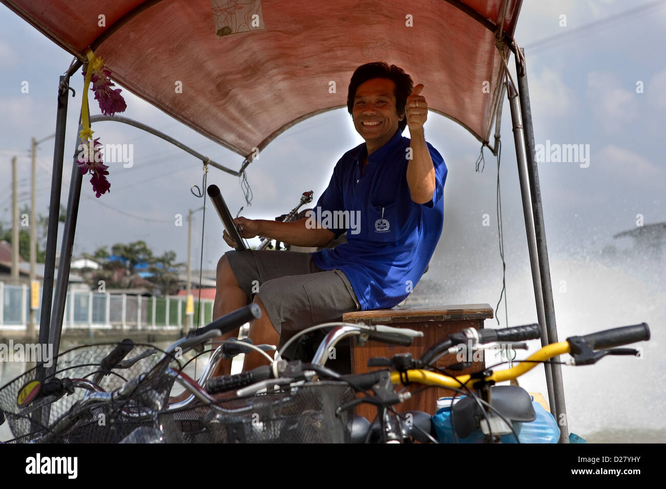 Longtail Boat driver, Bangkok Stock Photo - Alamy