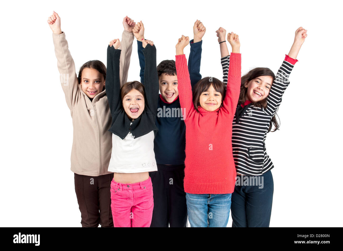 Group of children posing isolated in white Stock Photo - Alamy