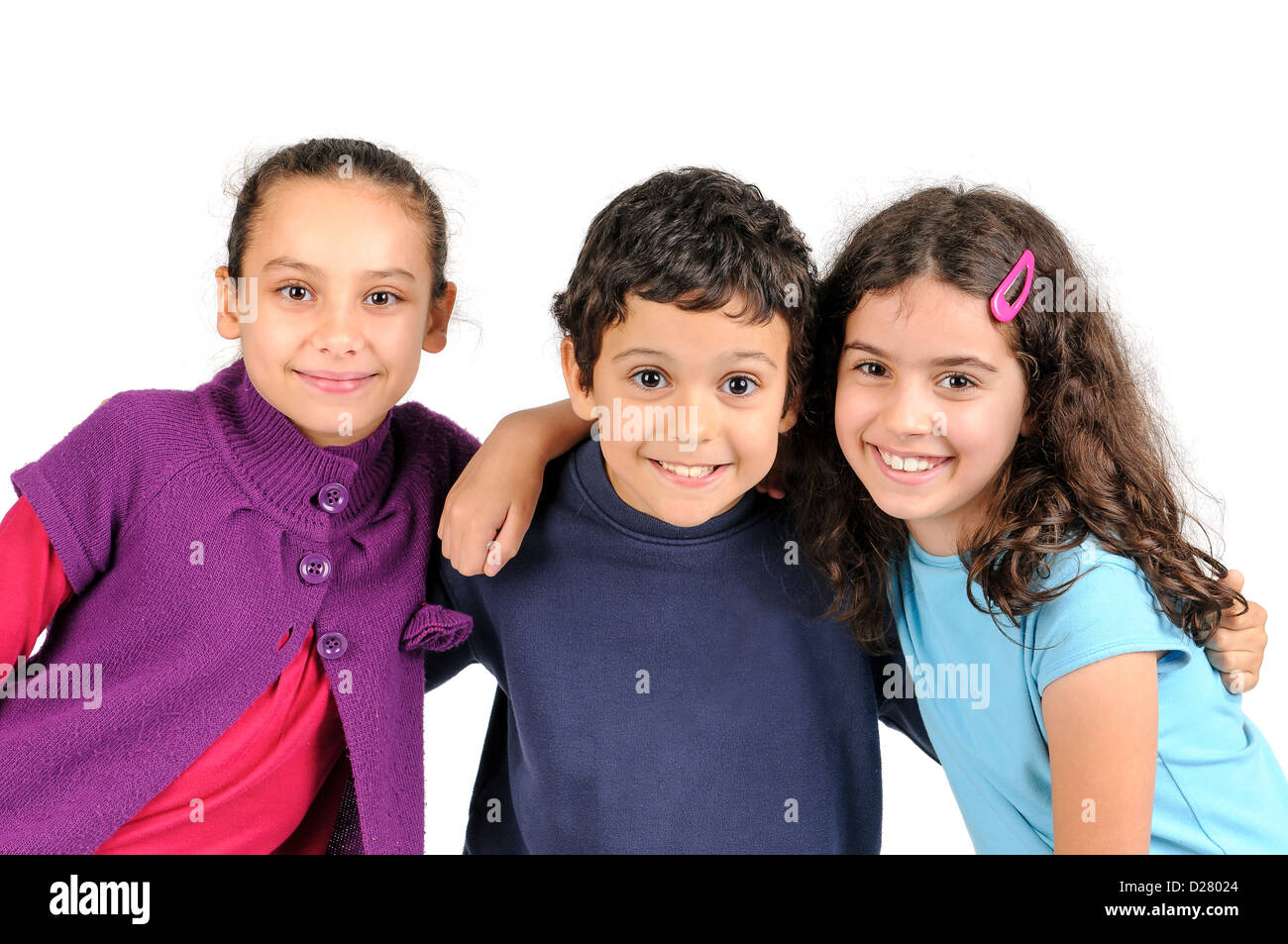 Group of children posing isolated in white Stock Photo - Alamy