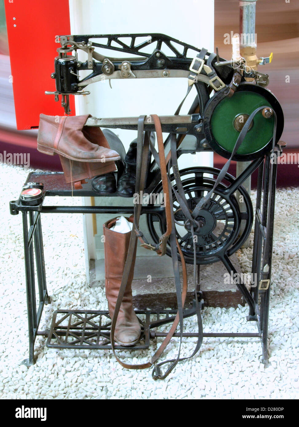 The shoe sewing machine on display at the Auto & Technic Museum in ...