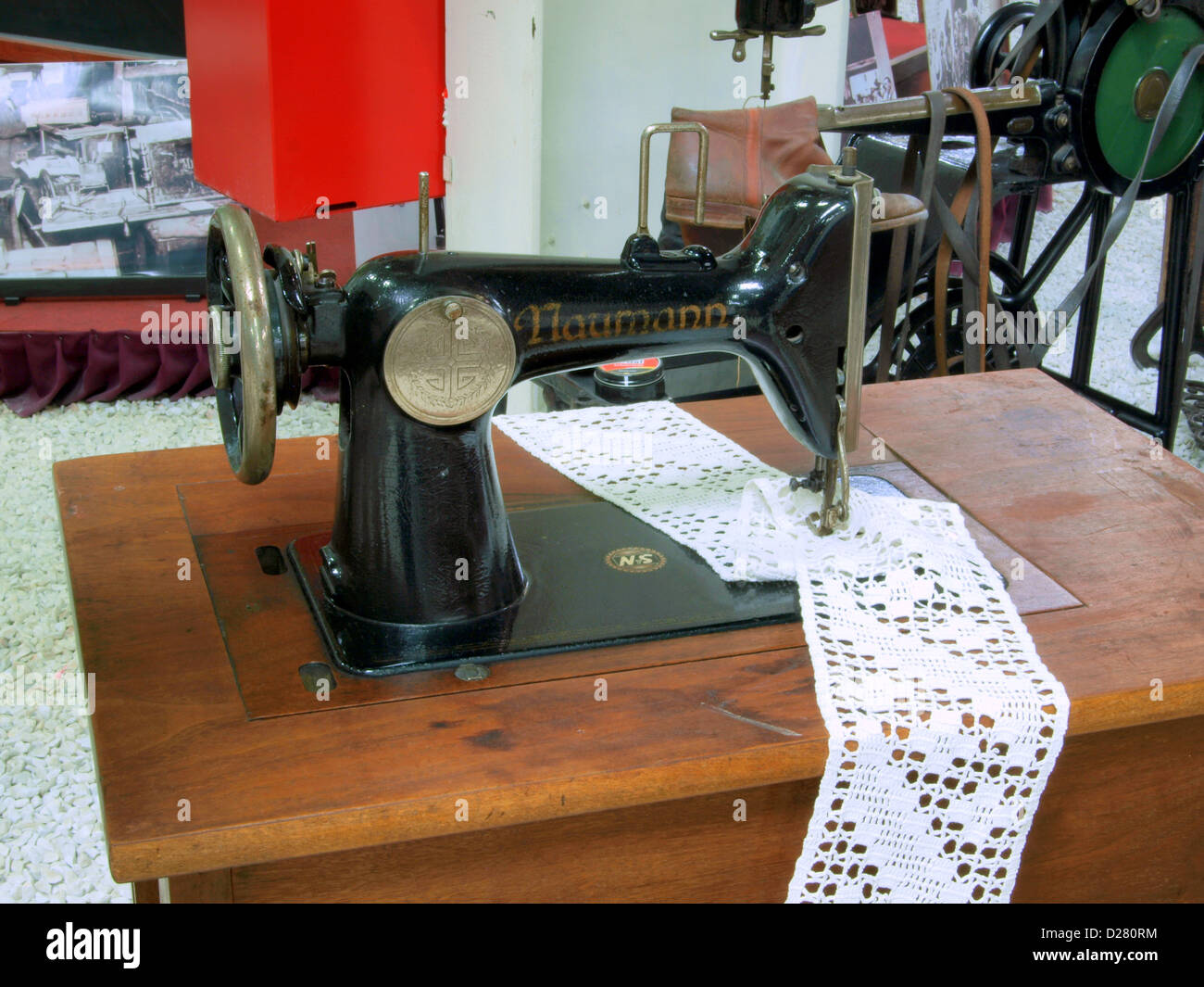 The Naumann sewing machine, displayed at the Auto & Technic Museum in ...
