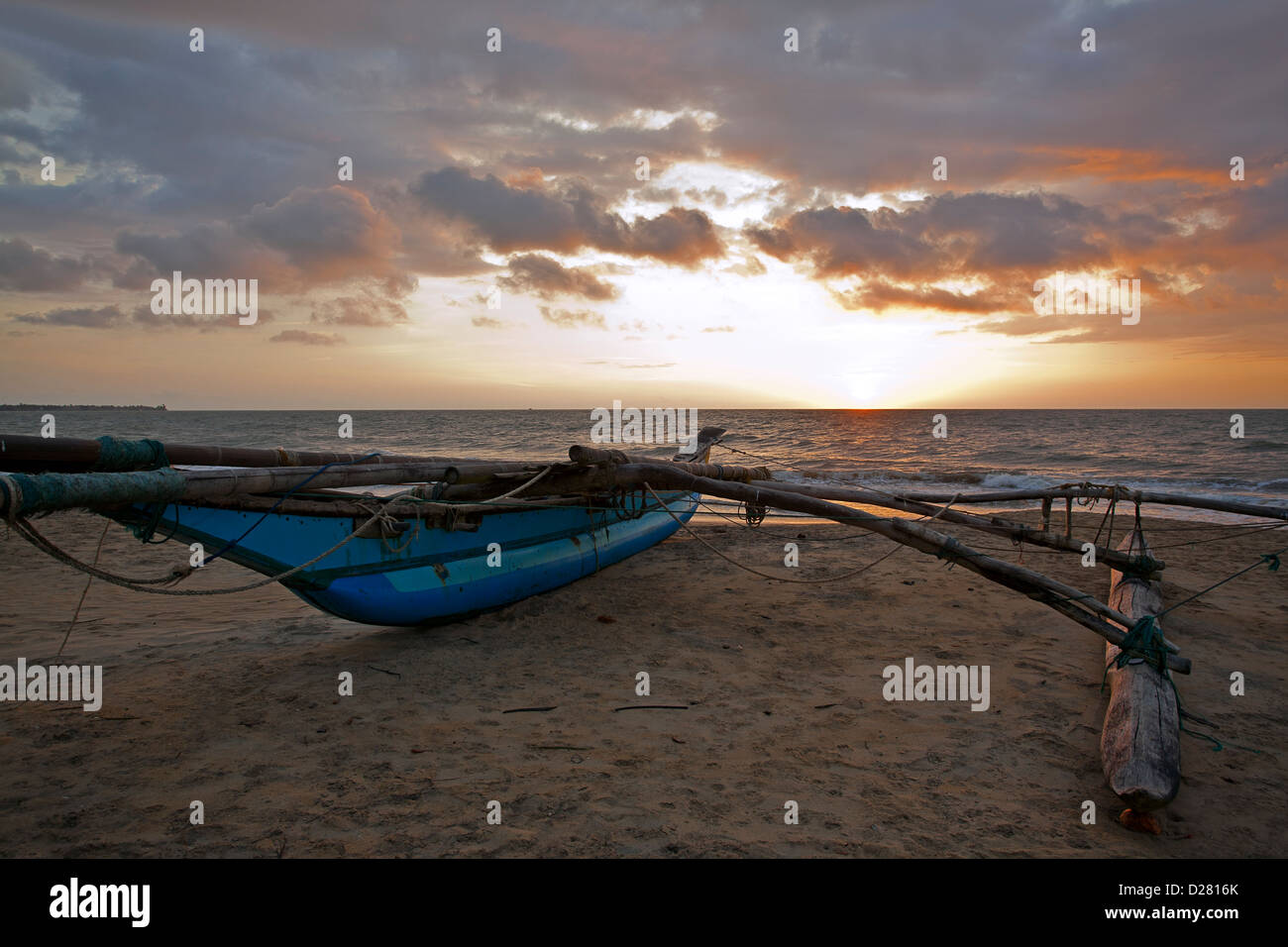 Traditional fishing boat. Negombo beach. Sri Lanka Stock Photo - Alamy