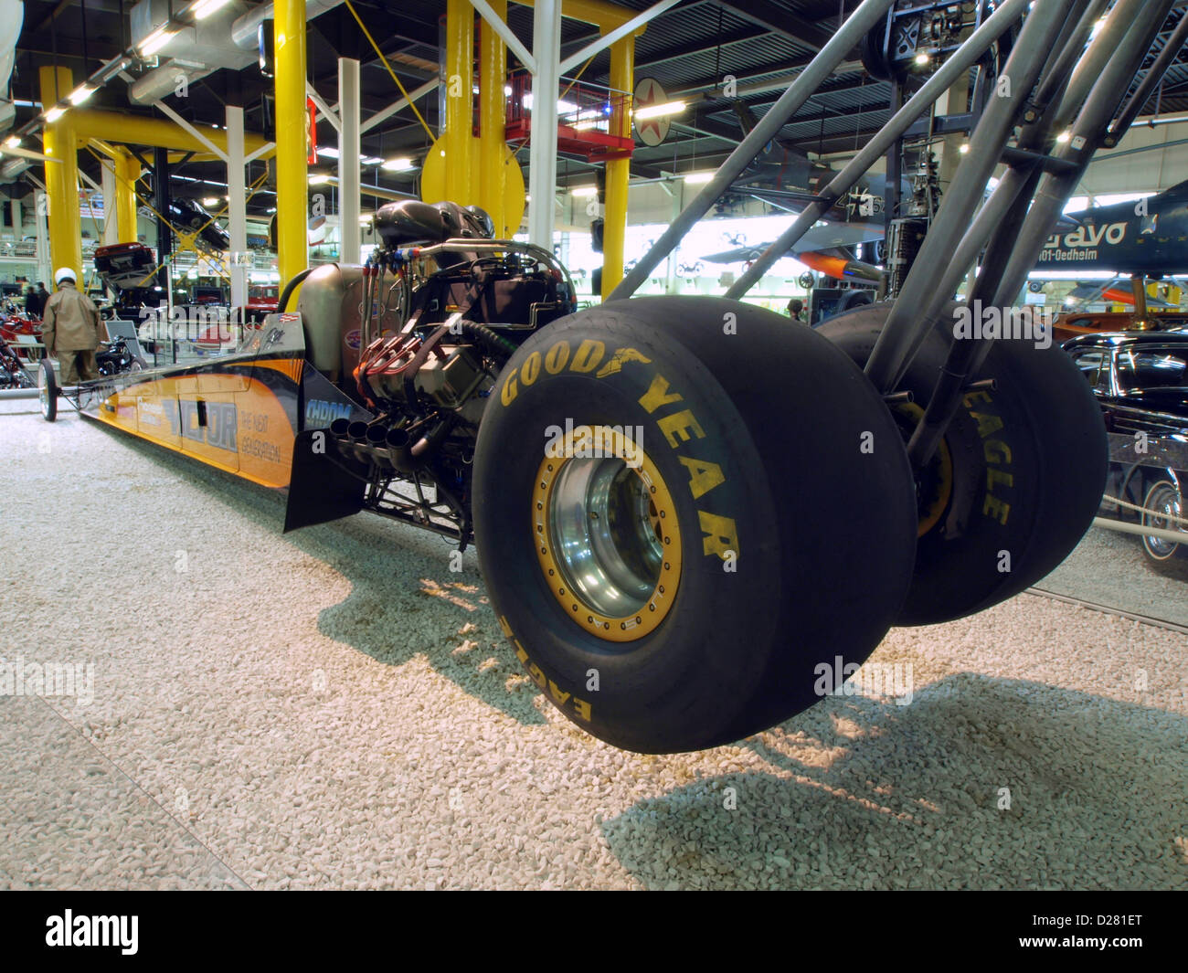 The 'Victor' Top Fuel Dragster with a 2001 Hadman chassis is displayed ...