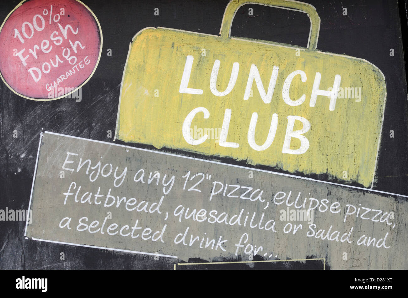 'Lunch Club' lunchtime food offer sign, London, UK Stock Photo - Alamy
