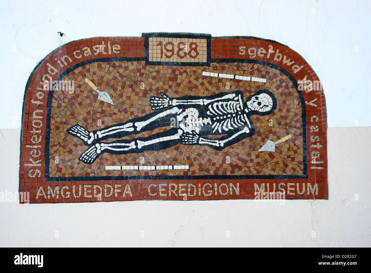 Skeleton mosaic 1988 find Aberystwyth Ceredigion Wales UK Stock Photo ...