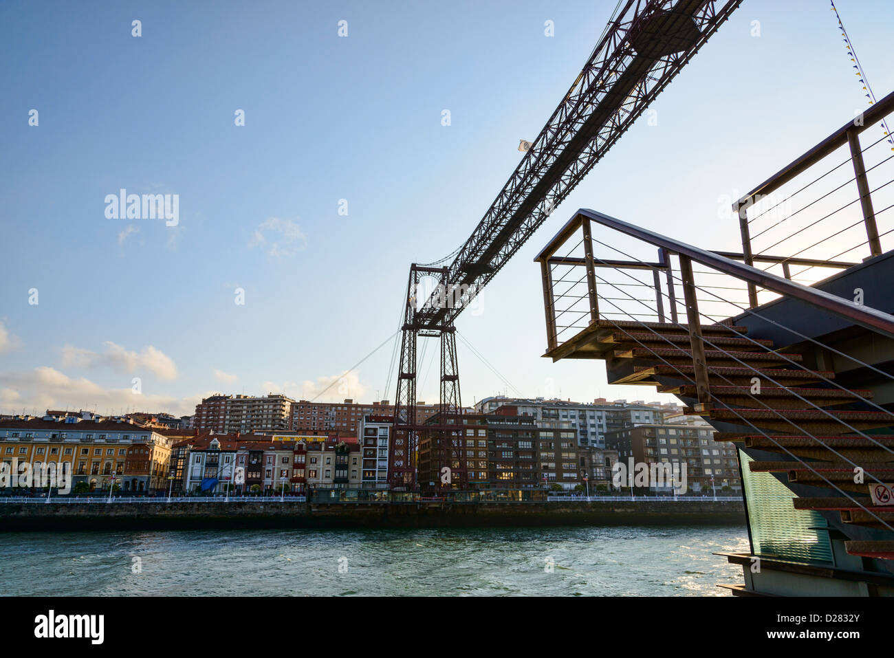 Hanging moving gateway structure at Ría del Nervión (Bilbao, Spain ...