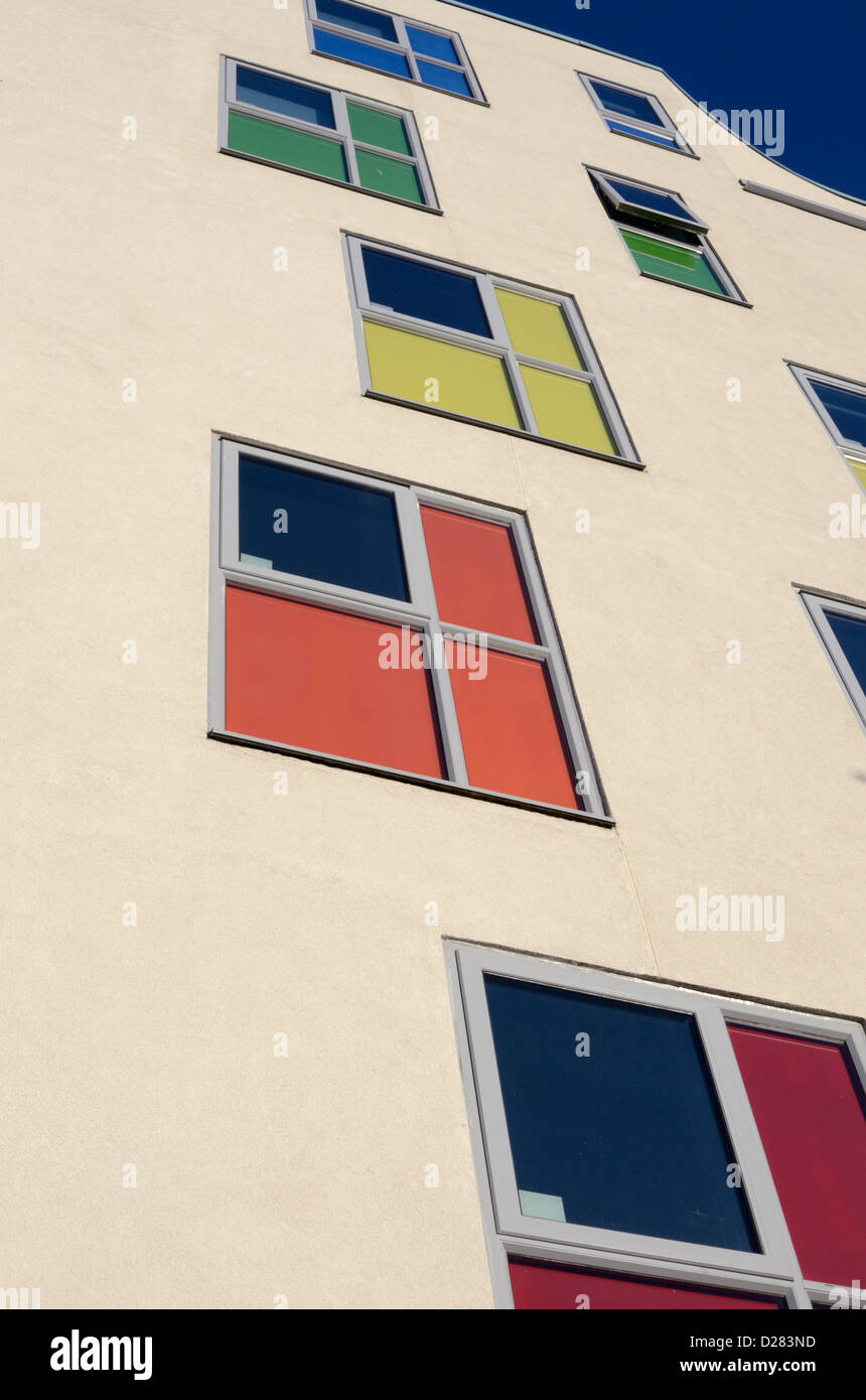 A modern building with colourful windows Stock Photo - Alamy
