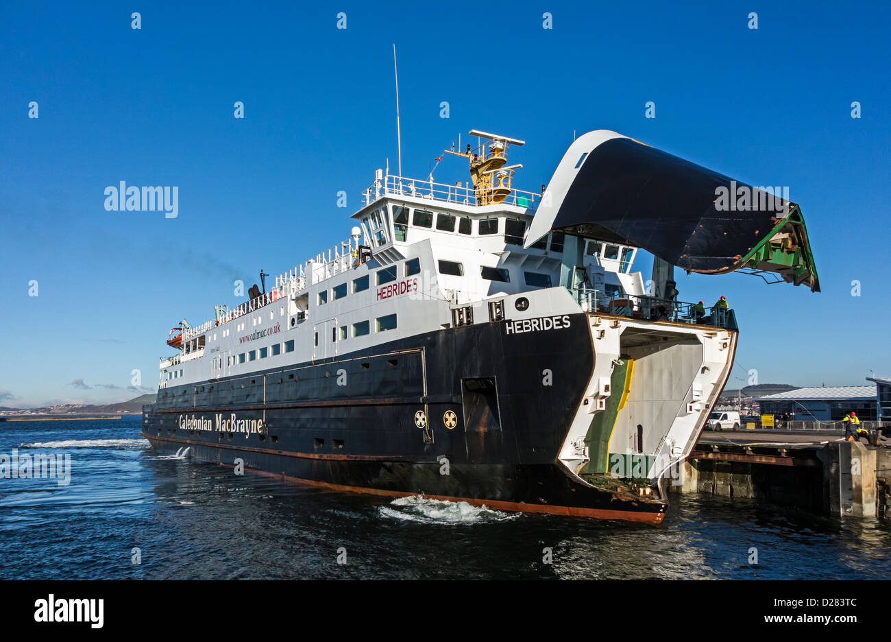 Caledonian Macbrayne car & passenger ferry M.V. Hebrides berths at ...