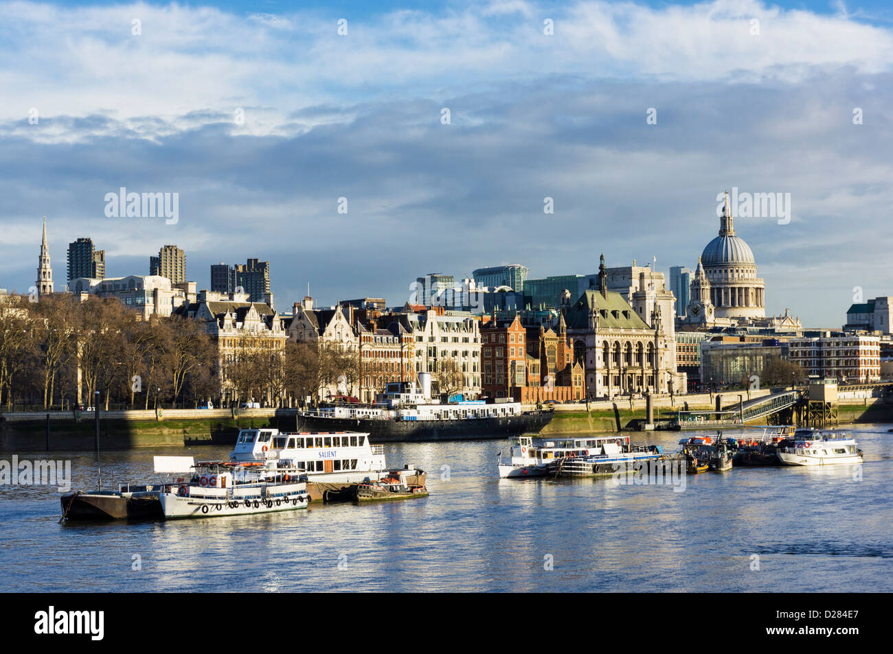 River Thames and London skyline, England, UK - with St Paul's Cathedral ...