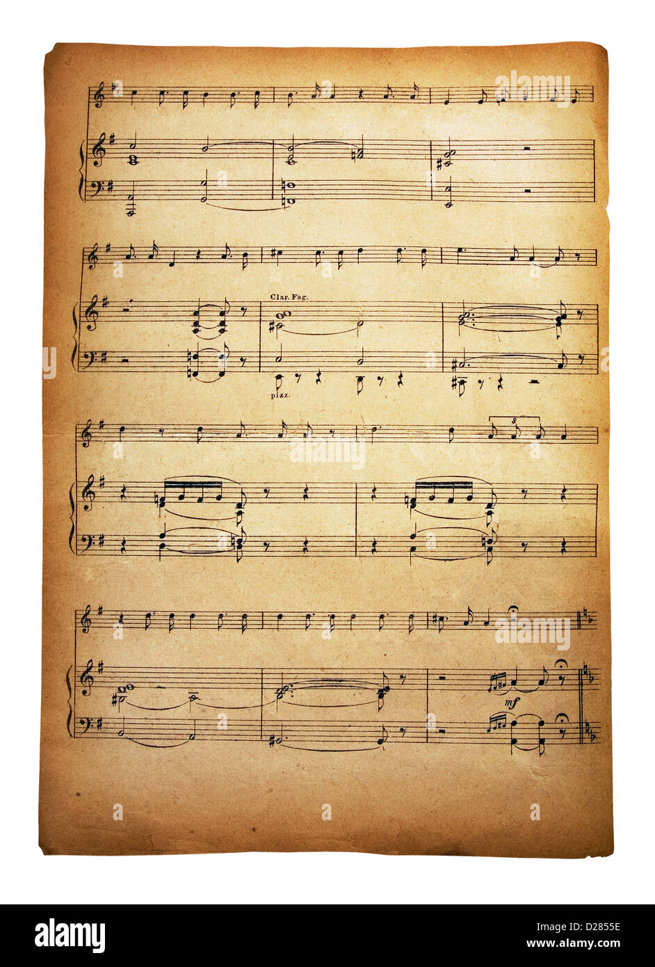 Old vintage musical page with notes Stock Photo - Alamy