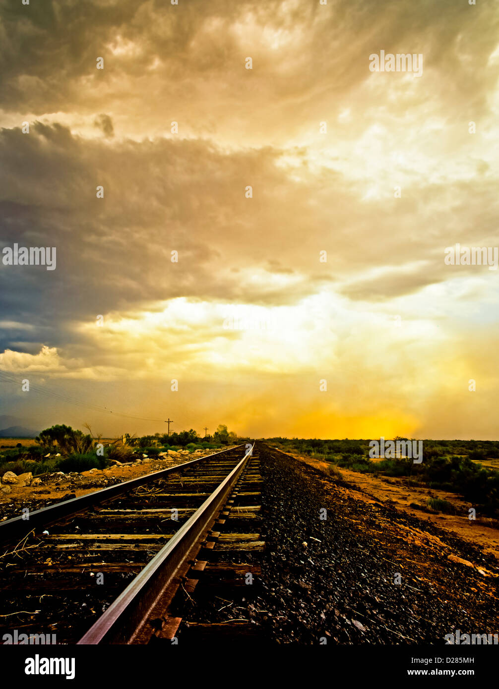 Railroad tracks north of Mescal, AZ Stock Photo - Alamy