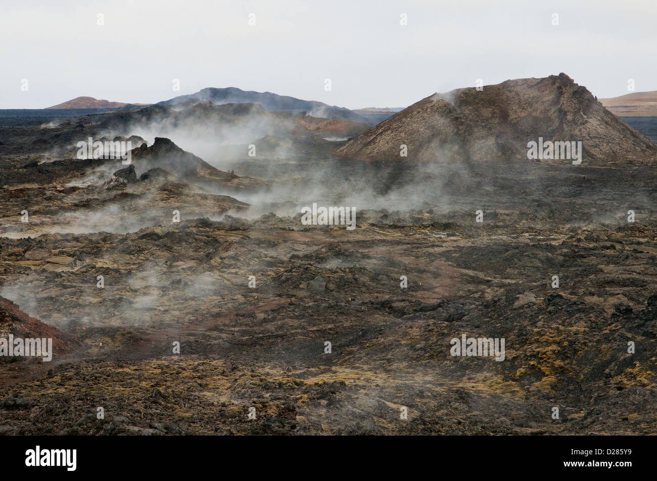 The eerie volcanic landscape of the Krafla caldera near Lake Myvatn ...