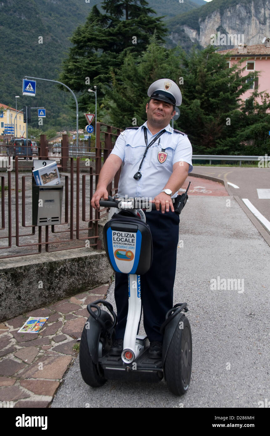 An Italian Police officer on duty using a Segway in Riva on the ...