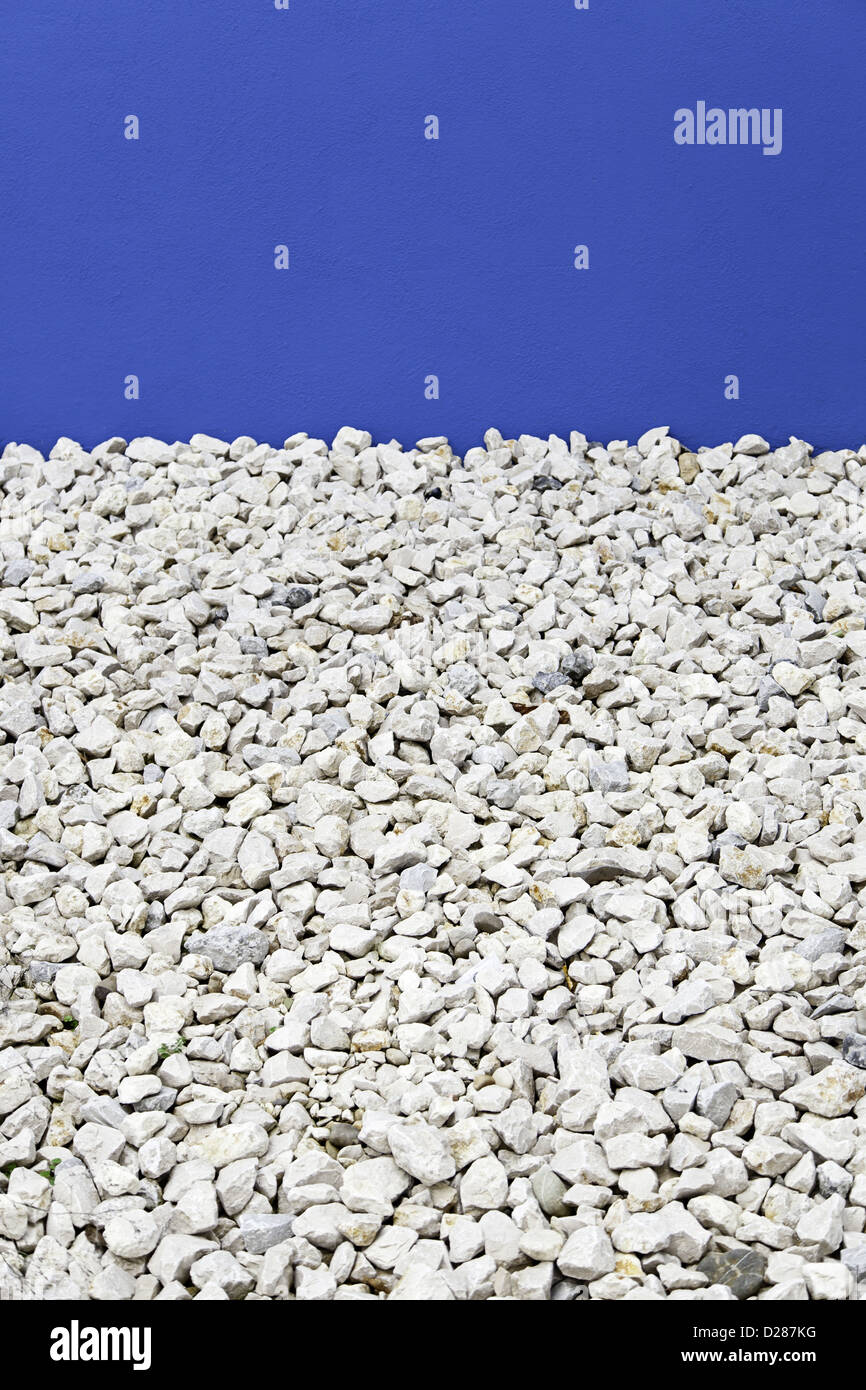 Blue wall with stones outside decoration detail, color Stock Photo - Alamy