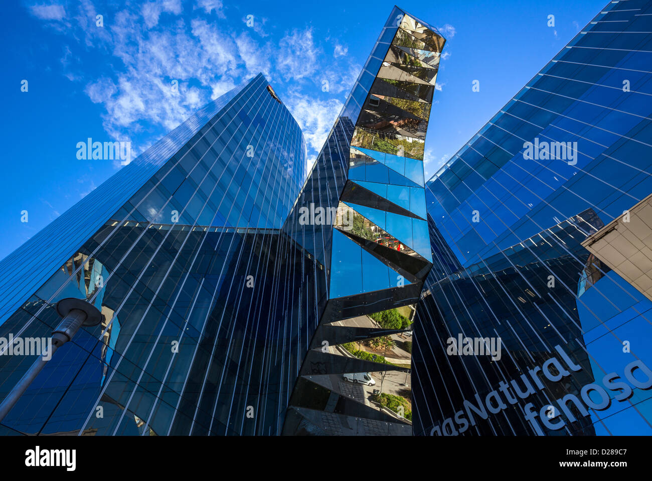 Spain, Barcelona, the Gas Natural building designed by the architects ...