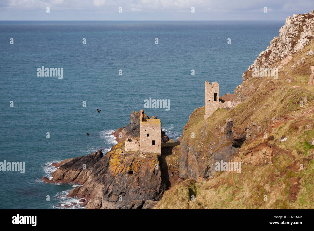 The Crown Engine houses on the cliff edge near to Botallack, Cornwall ...