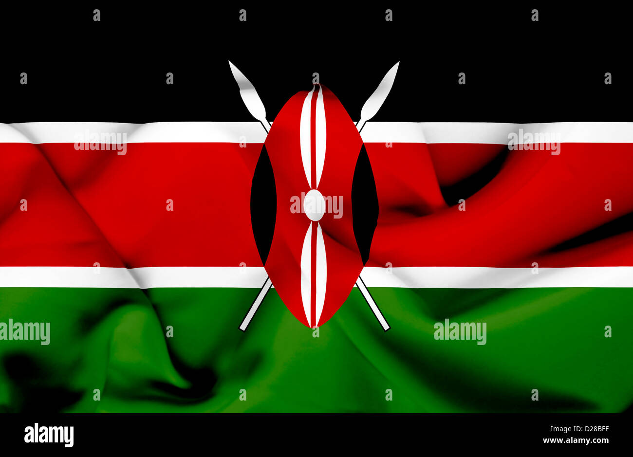 Kenya waving flag Stock Photo - Alamy