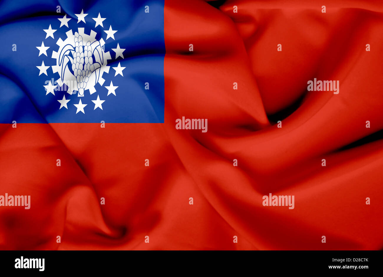 Myanmar waving flag Stock Photo - Alamy