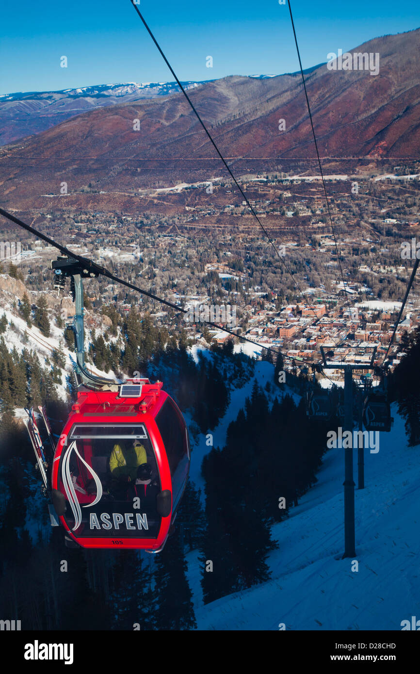 USA, Colorado, Aspen, Aspen Mountain Ski Area, Silver Queen Gondola ...