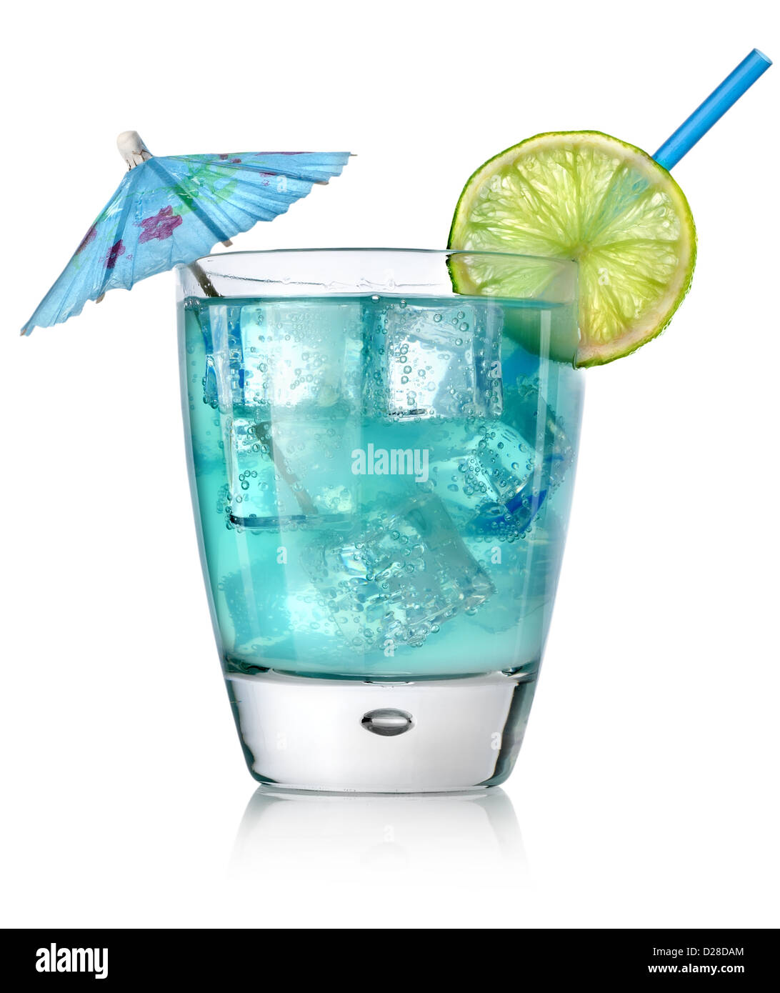 Blue cocktail in a glass isolated on a white background Stock Photo - Alamy