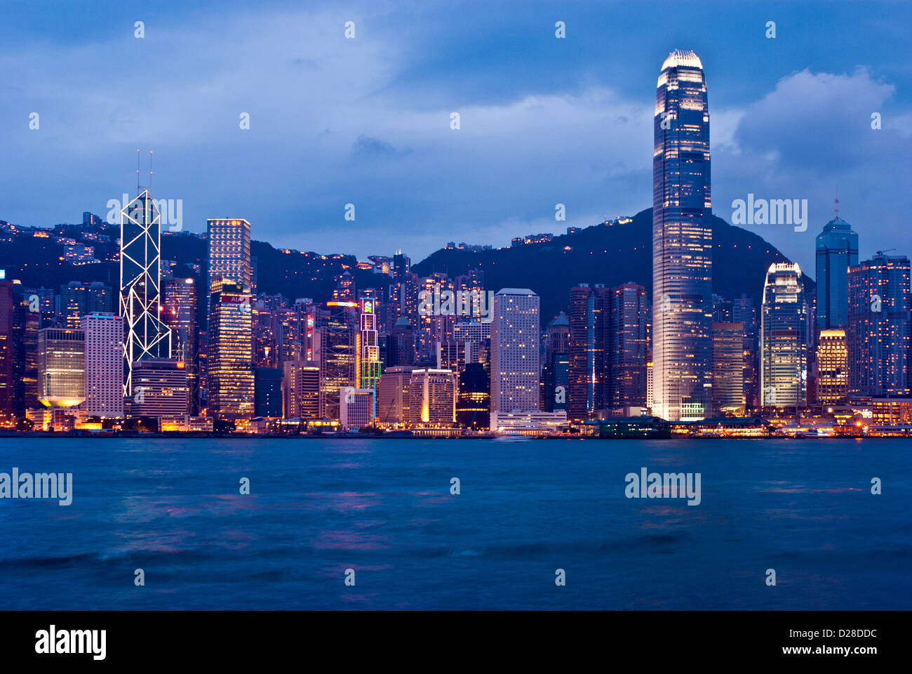 Hong Kong Island and waterfront from Kowloon by night Stock Photo - Alamy