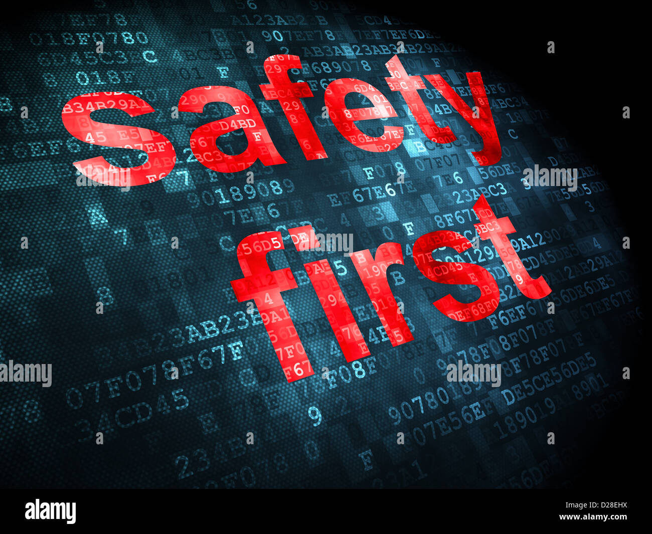 Security concept: pixelated words safety first on digital background, 3d render Stock Photo - Alamy