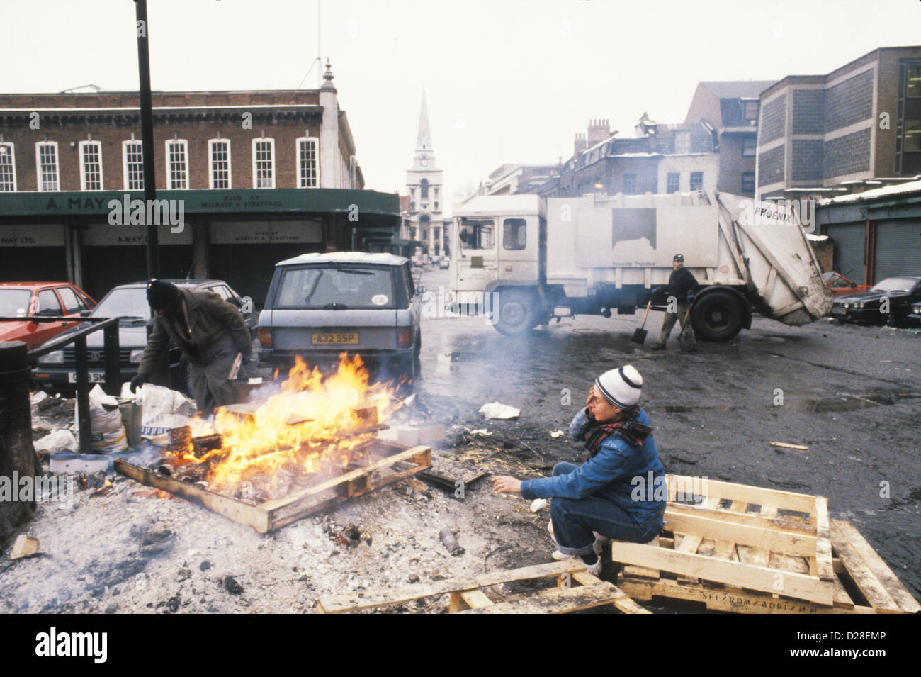 Homelesspeople in Spitalfields Market, London. 1990 Stock Photo - Alamy