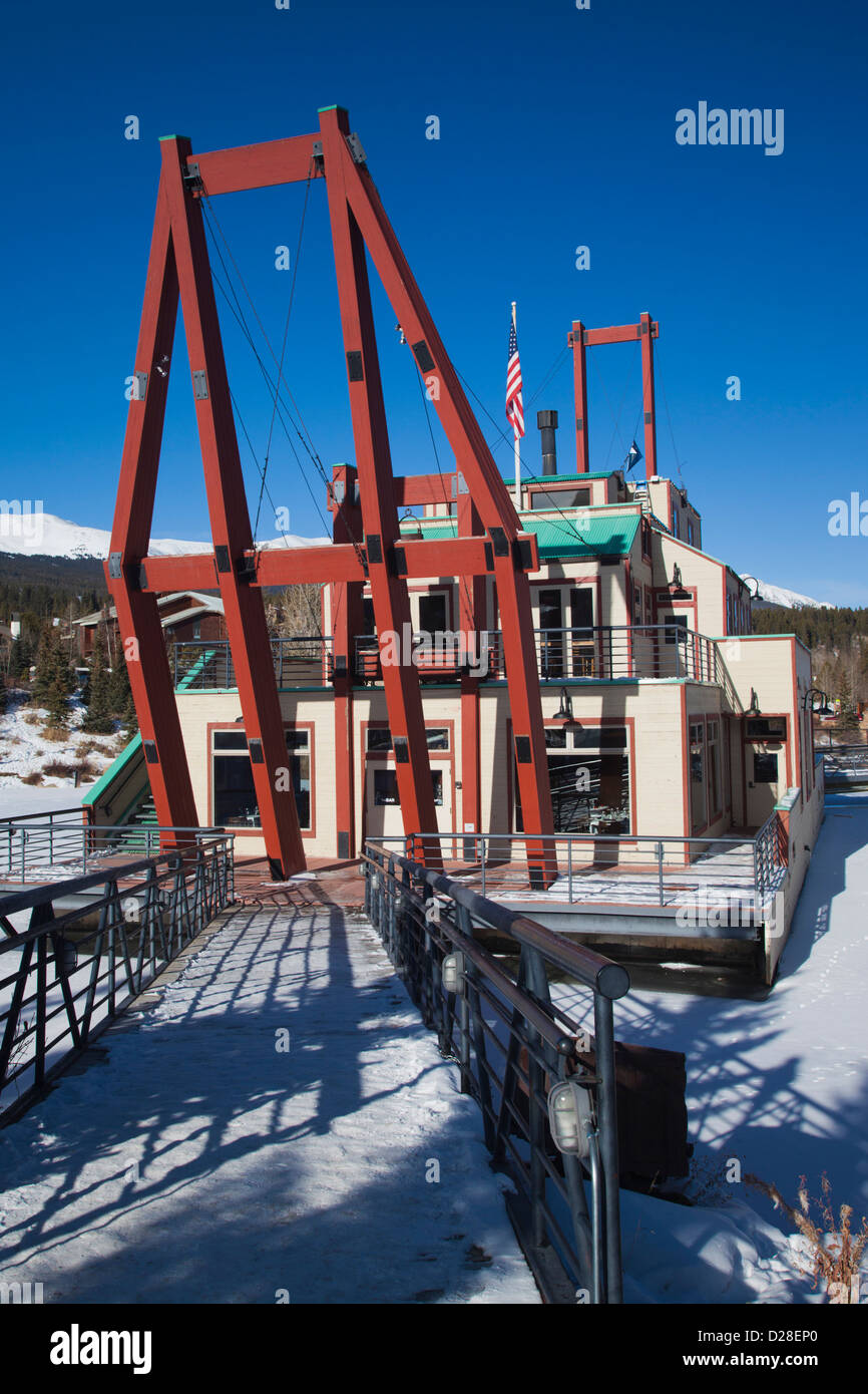 USA, Colorado, Breckenridge, The Dredge restaurant, winter Stock Photo ...