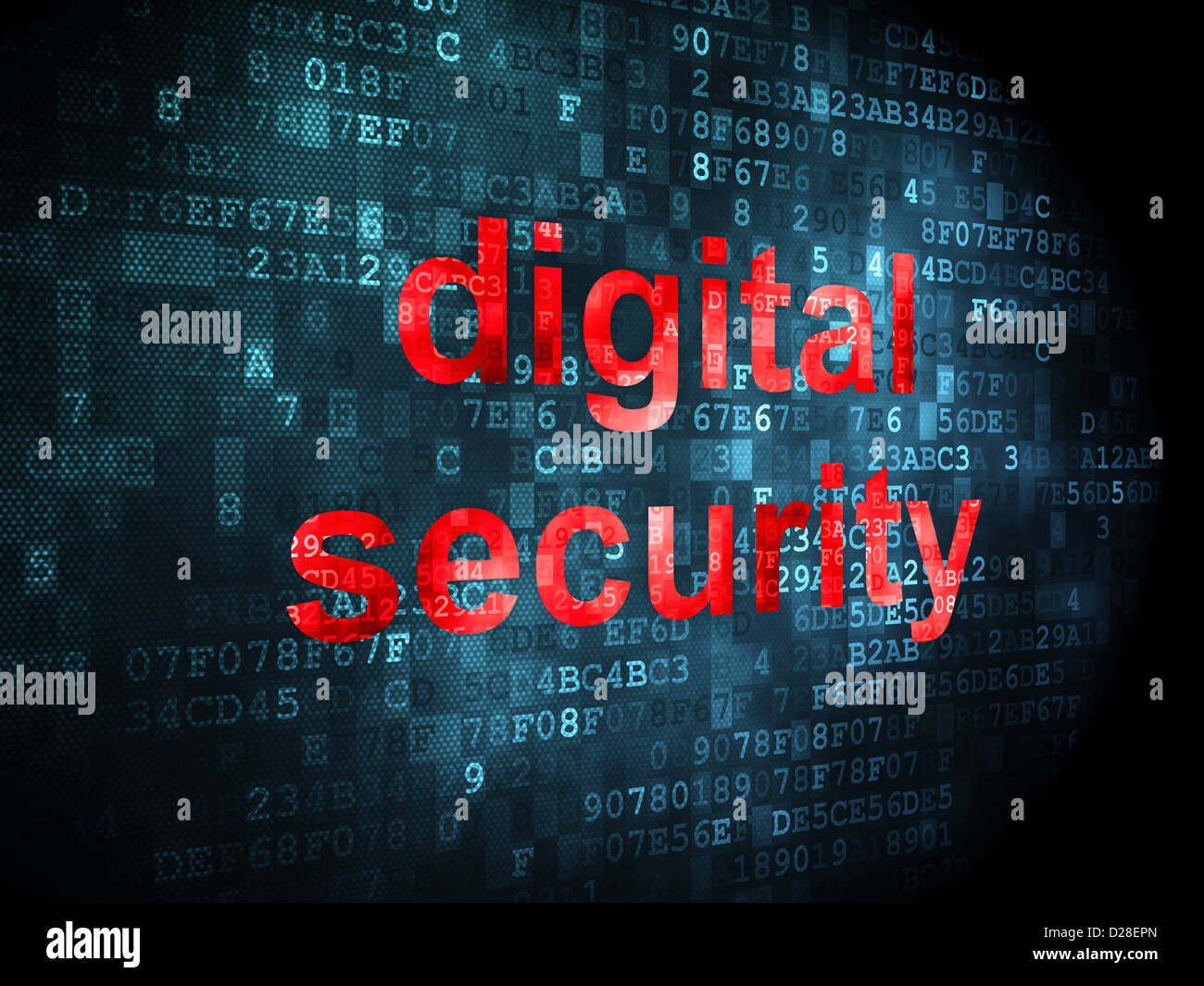 Security concept: pixelated words digital security on digital ...