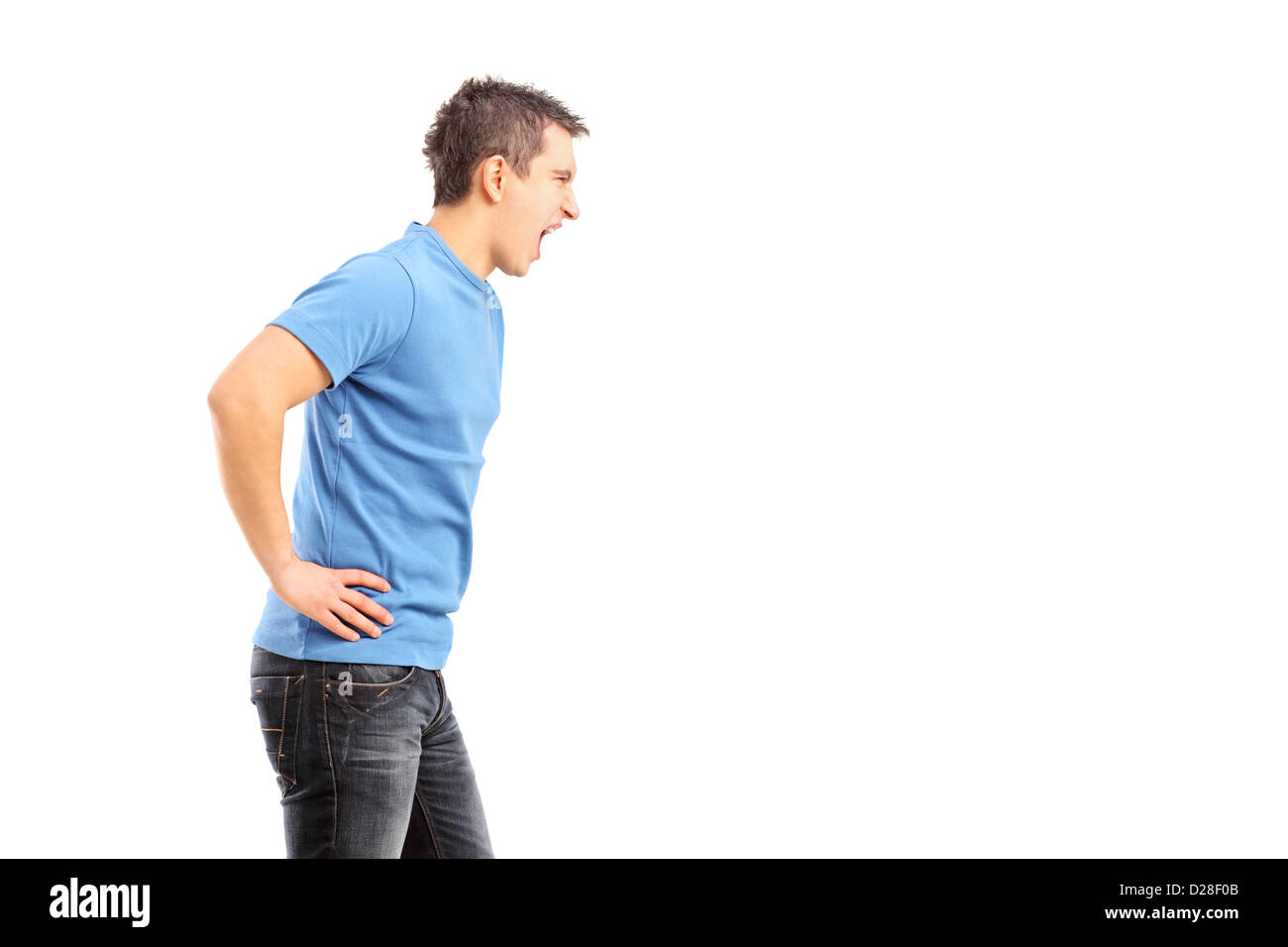 Young aggressive man shouting isolated on white background Stock Photo ...