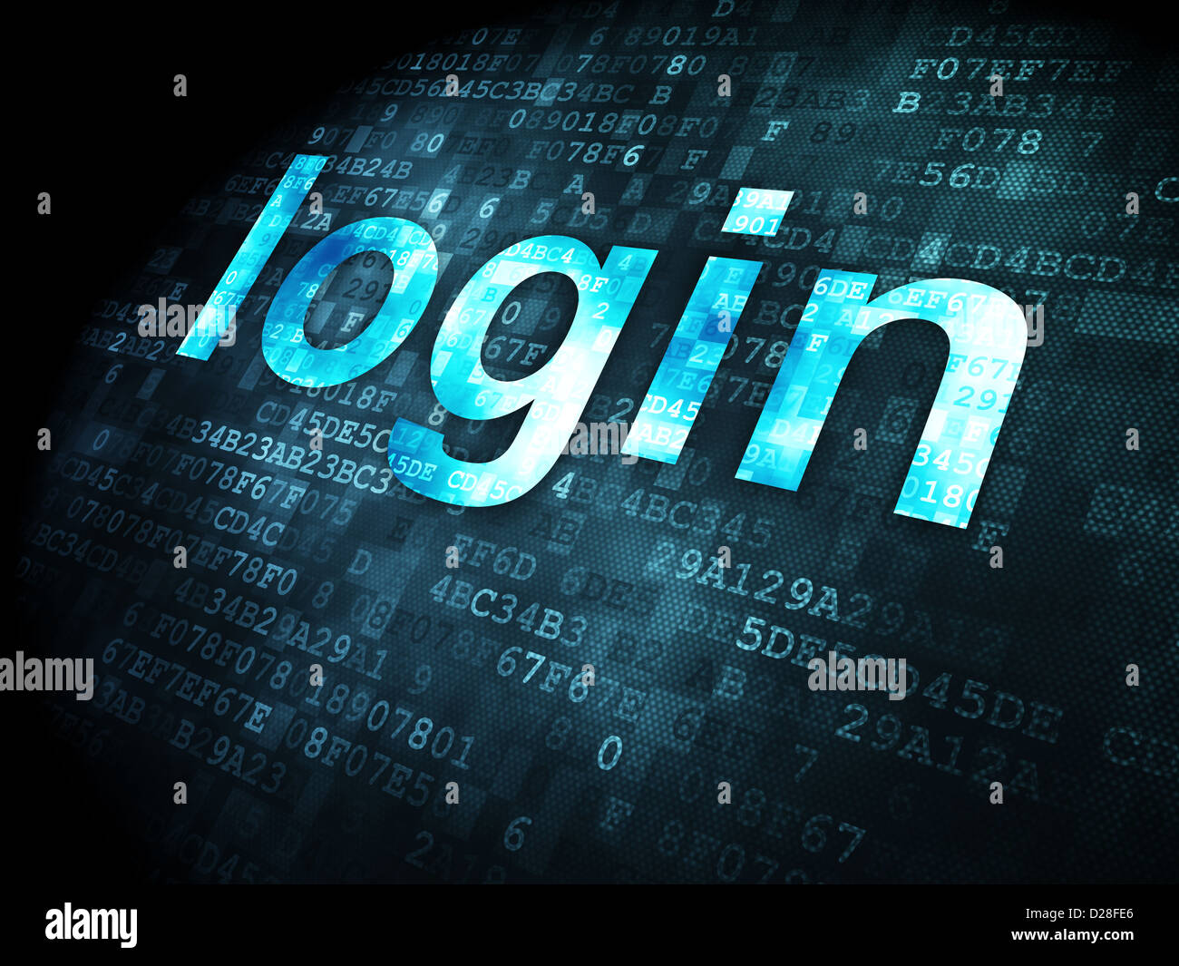 Security concept: pixelated words login on digital background, 3d ...