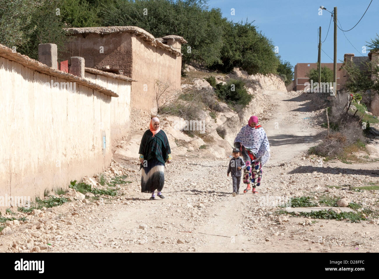People walking, Berber Village of the High Atlas Mountains, Taroudant ...