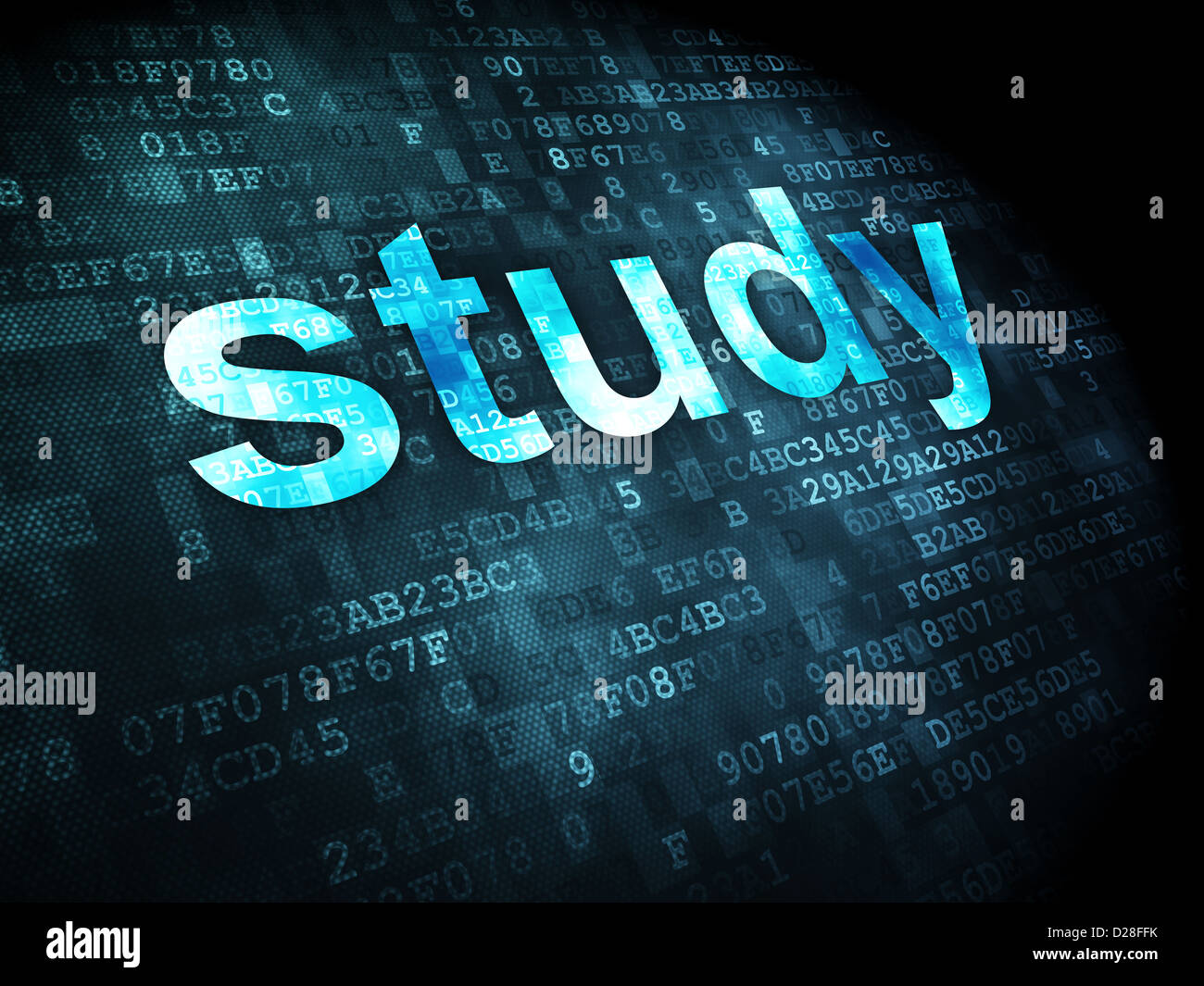 Education concept: pixelated words study on digital background, 3d ...