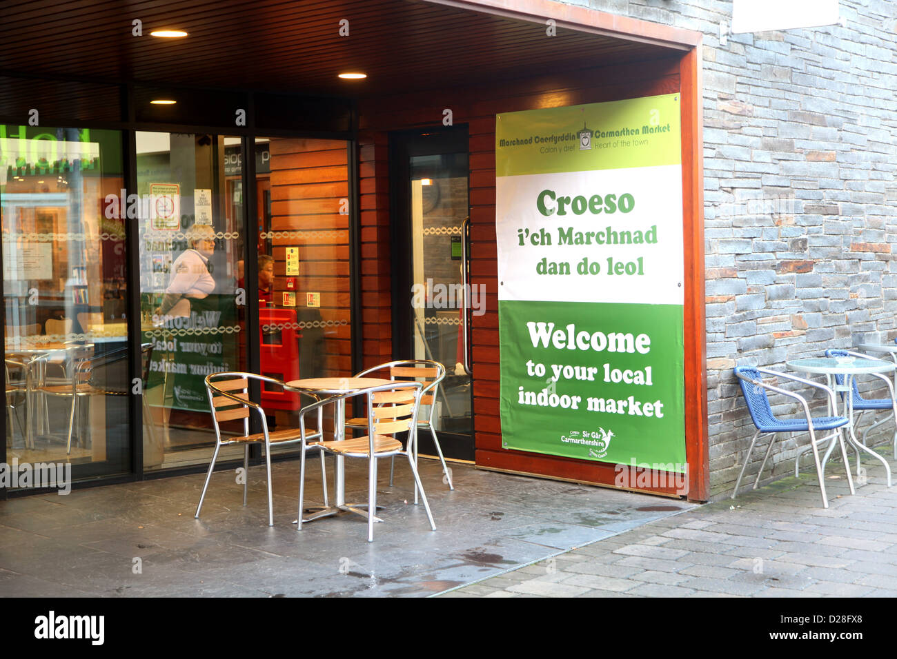 Bilingual welcome sign carmarthen local hi-res stock photography and ...