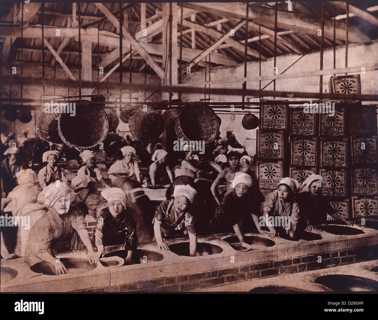 Workers Pan-Firing Tea Leaves, Japan, Circa 1910 Stock Photo - Alamy