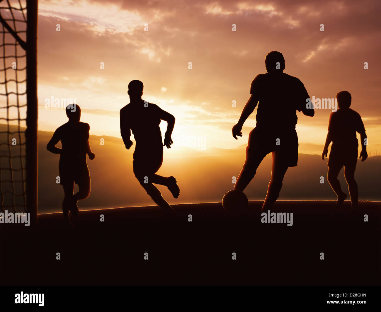The soccer team, coaching outdoor under the sunset Stock Photo - Alamy