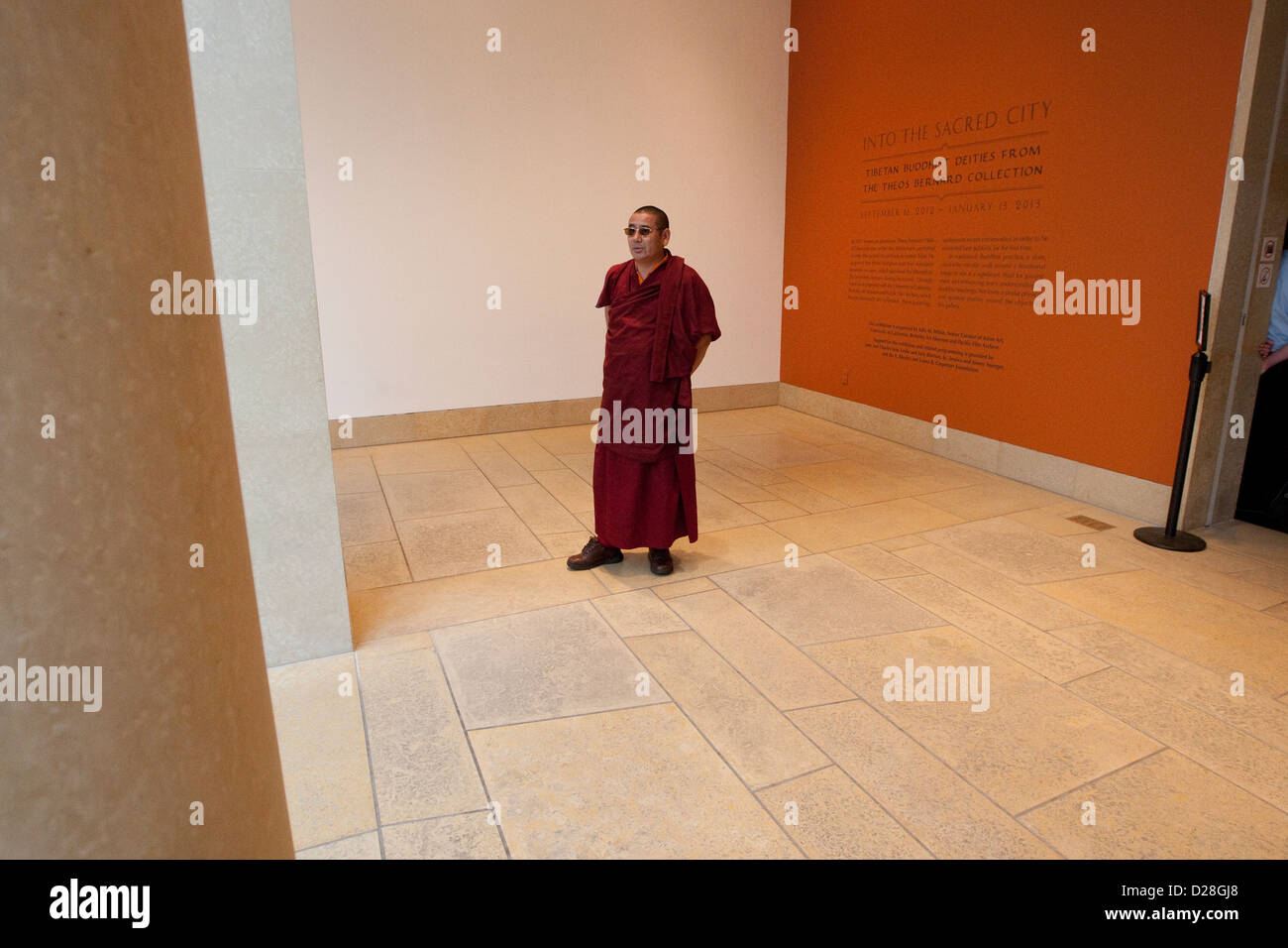 Tibetan Buddhist monks from the Drepung Loseling Monastery, construct ...