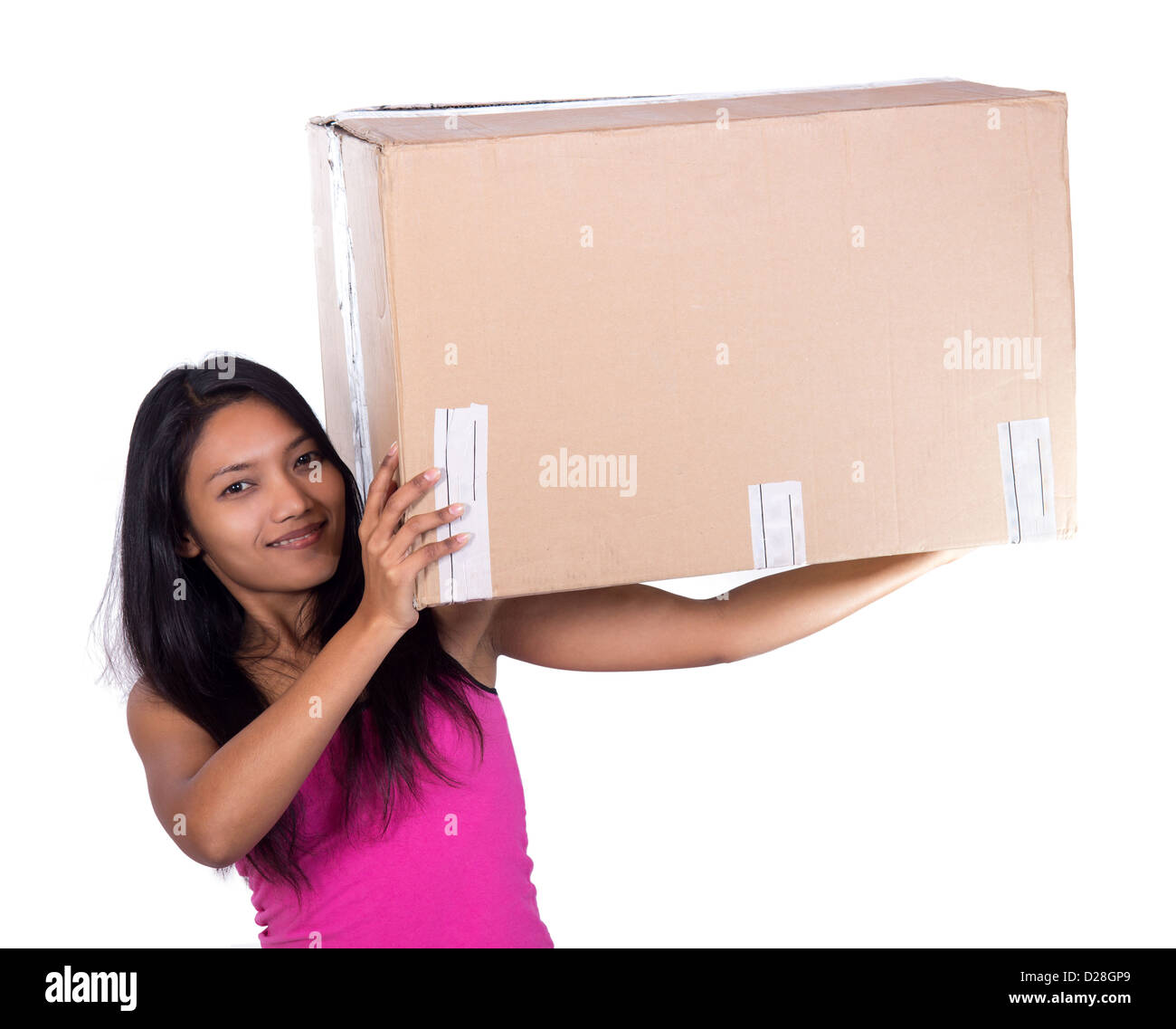 woman holding a postal package Stock Photo - Alamy